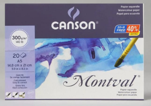 Canson Montval Watercolor Paper Cut Packs 300gsm, A5,10 Sheet