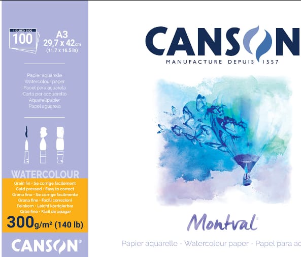 Canson Montval Watercolor Paper Cut Packs 300gsm, A3